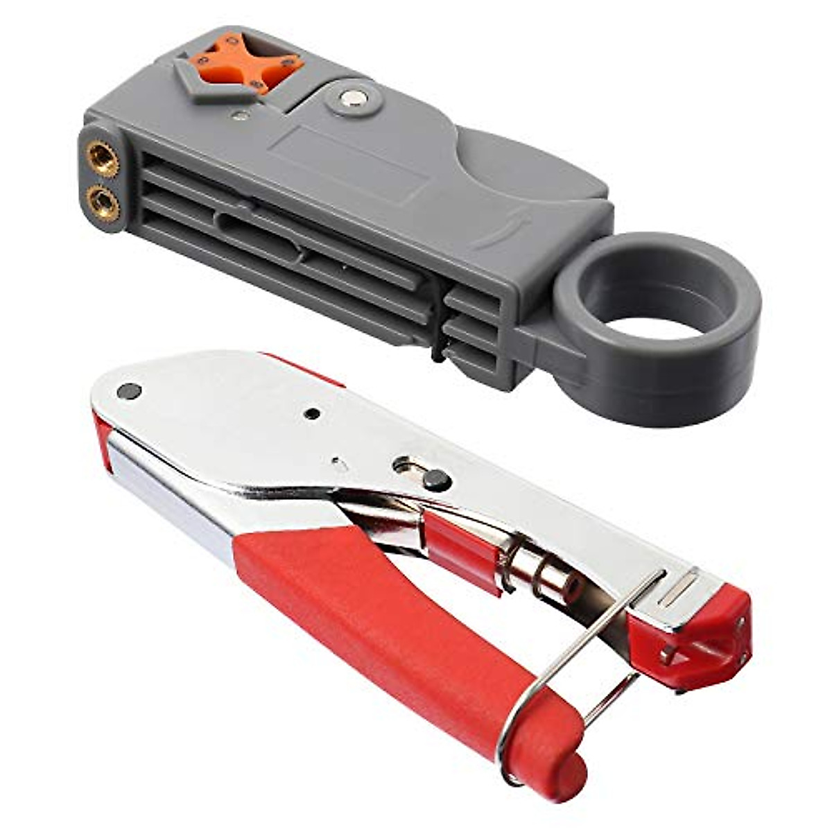 2 Pcs Coax Cable Crimper Coaxial Compression Tool Kit Wire Stripper Hand Tool