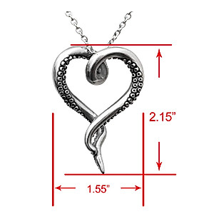 Controse Women's Silver-Toned Heart Shaped Stainless Steel Sea Lover Octopus Necklace 31"