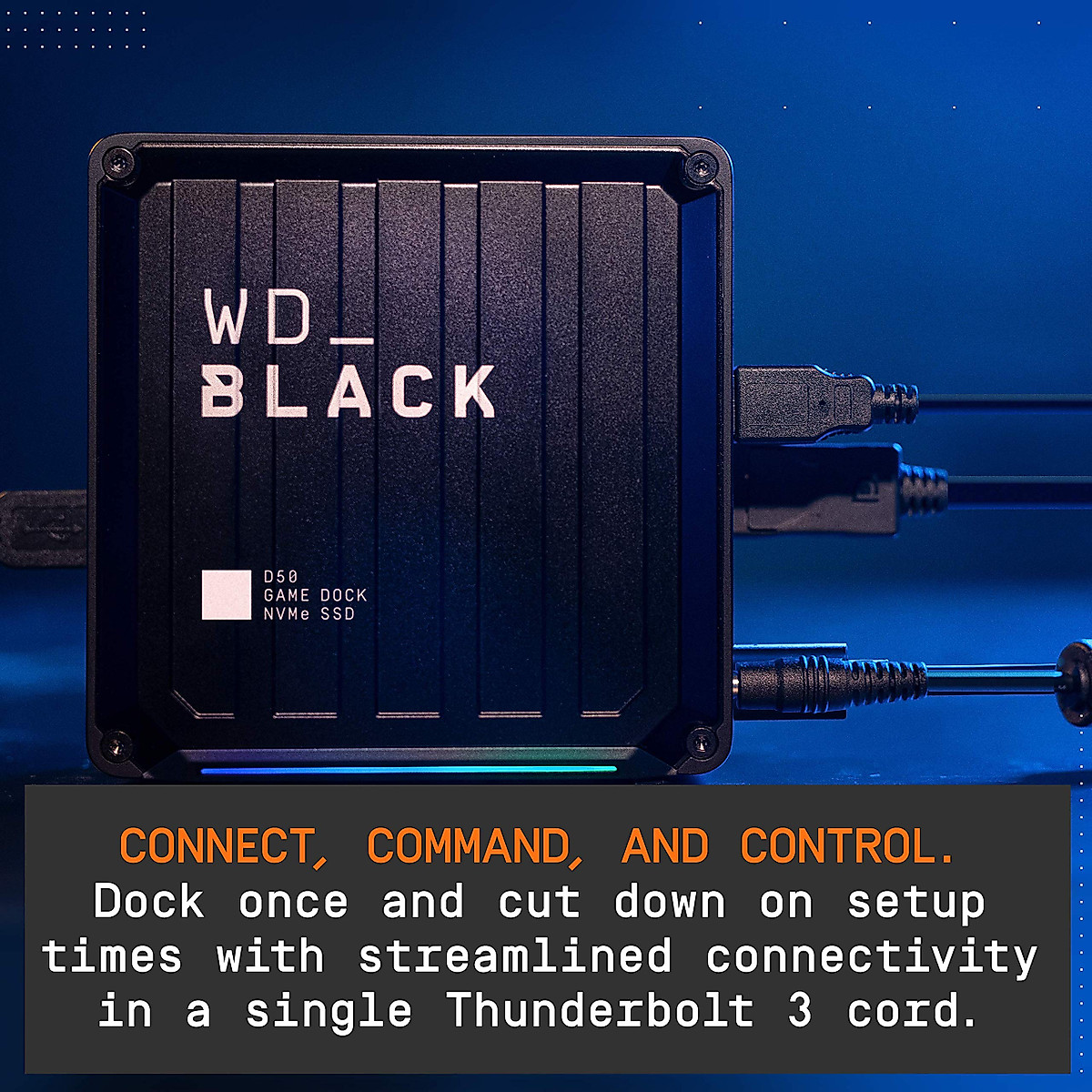 WD_BLACK 1TB D50 Game Dock NVMe SSD Solid State Drive, RGB with Thunderbolt 3 Connectivity, Up to 3,000 MB/s - WDBA3U0010BBK-NESN