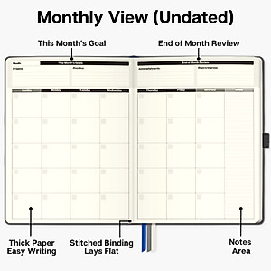 Dunwell Large Undated Appointment Book 2023 (8.5 x 11), Gray Faux Leather, 15 Minute Interval Time Block Planner (30 Min Weekends) No Date Planner Daily Weekly Monthly
