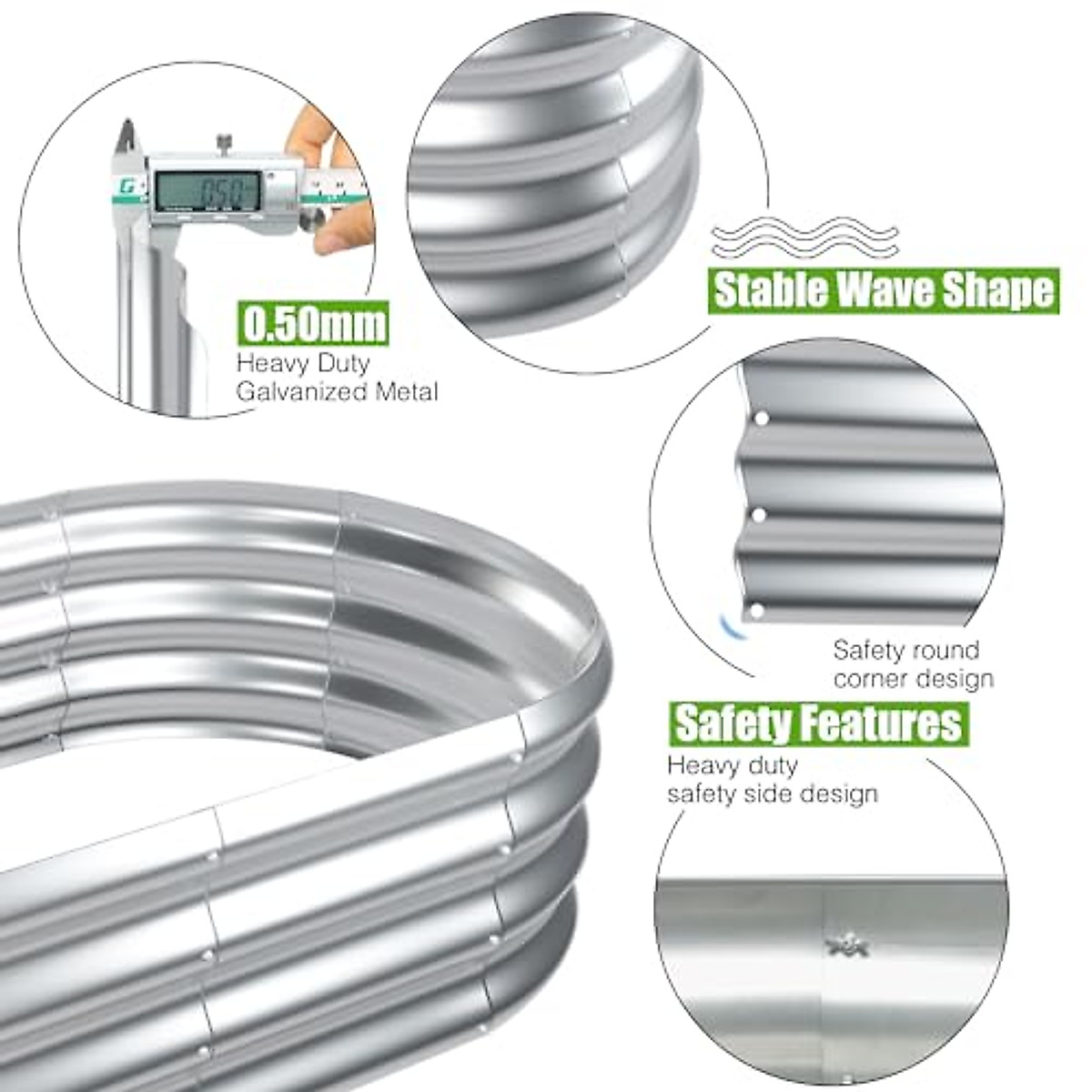 SnugNiture Galvanized Raised Garden Bed, 4x2x1ft Oval Metal Planter Box for Planting Outdoor Plants Vegetables