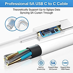 Mac Book Pro Charger - 118W USB C Fast Charger Power Adapter for USB C Port MacBook Pro/MacBook Air 16 15 14 13 Inch, New iPad Pro and All USB C Device, Include Charge Cable（7.2ft/2.2m），White