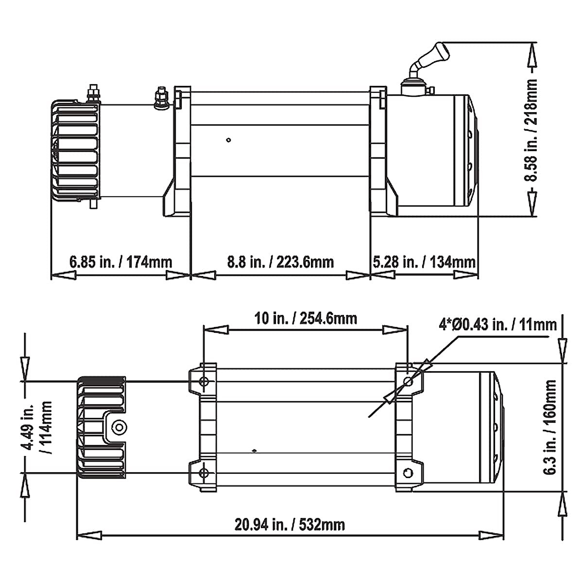 RUGCEL WINCH 13500lb Waterproof Electric Truck Winch 12V Synthetic Black Rope Jeep Winch with Hawse Fairlead,Wired Handle and 2 Wireless Remote,for Trailer and Wrangler in Car Lift