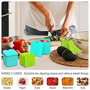 MORLIKE LIVING Dips Containers To Go, Silicone Salad Dressing Container, 4 oz Small Condiment Container with Leakproof Lid - Food Safe Storage for School Lunch Box Picnic Travel (Green- Mint)