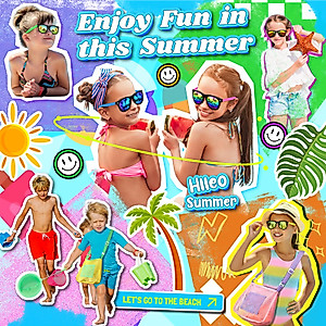 Kids Sunglasses Party Favors, 24Pack Neon Sunglasses with UV400 Protection in Bulk for Kids, Boys and Girls, Great Gift for Birthday Graduation Party Supplies, Beach, Pool Party Favors, Fun Gift,