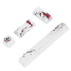PBT Custom Keycap, Space + ESC + Enter + Numpad Enter 4 Keys DIY Keycap Gaming Keyboard Replacement Parts, Winter Snow Plum Pattern, for DIY Mechanical Keyboards