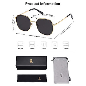 SOJOS Classic Square Sunglasses for Women Men with Spring Hinge Sunnies SJ1137, Bright Gold/Grey
