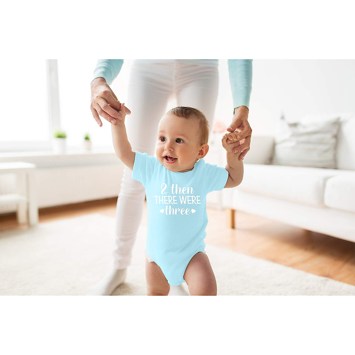 & Then There Were Three - Funny Baby Essentials Bodysuit - Baby Boy Clothes Newborn Girl Outfits (6 Months, Light Blue)