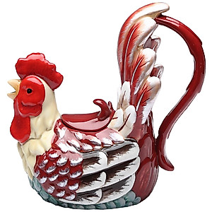 Appletree Design A Day in the Country Rooster Teapot, 7-1/2-Inch