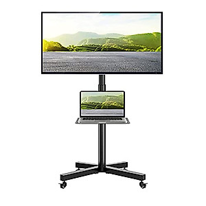 Mobile TV Stand on Wheels for 23-60" LCD LED Flat/Curved Panel Screen TVs, Adjustable Shelves Reclining TV Cart Max VESA 400x400 Portable TV Stand with Tray Rolling Floor TV Stand