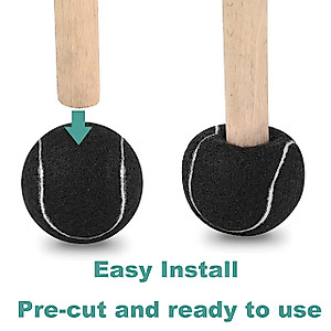 HPWFHPLF Precut Tennis Balls, 4PCS Walker Glide Balls, Heavy Duty Long Lasting Felt Pads for Furniture Legs and Floor Protection (Grey)