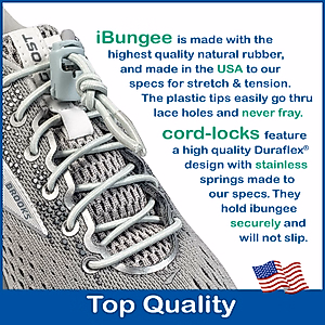 IBUNGEE LACES (Elastic No Tie Shoelaces (Light Gray, 22-Inch)