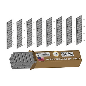 Made in USA | EZStudRack Adjustable Between Stud Shelf Bracket | Shelf Brackets for Wall Mounted Shelf | Shelving Brackets for Home | Garage Shelf Brackets- Wood Not Included- 8 Pack (4 Pair) Gray