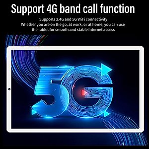 Vikye Android 11 Tablet, 10.1 Inch Display, Octa Core CPU Processor, 4GB RAM 64GB ROM, 8MP 16MP Dual Cameras, 5G WiFi Tablet (US Plug 100‑240V) (Gold)