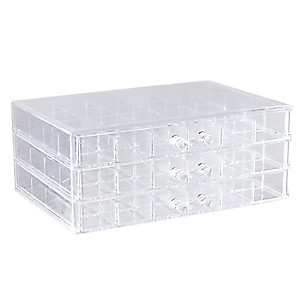 Compartment Storage Box 72 Grids Acrylic Organizer Box with 3 Drawers Storage Containers Transparent Organizer Box for Crafts Art Supply Diamond Painting Nail Tip Bead Earring Ring