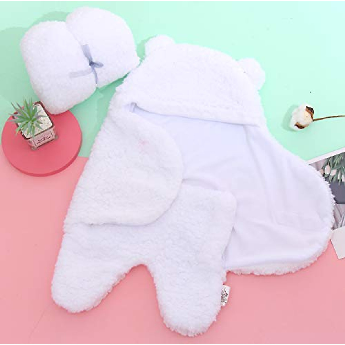 Spotted Play 2 Pack Sherpa Baby Swaddle Blanket - Ultra Soft Plush for Infants 0-6 Months | Receiving Swaddling Wrap - Ideal Newborn Registry and Toddler Boy Accessories | Nursery Blankets - White