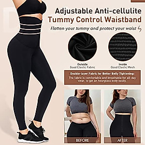 FeelinGirl High Waisted Workout Compression Leggings for Women Tummy Control Yoga Pants with Waist Trainer Attached