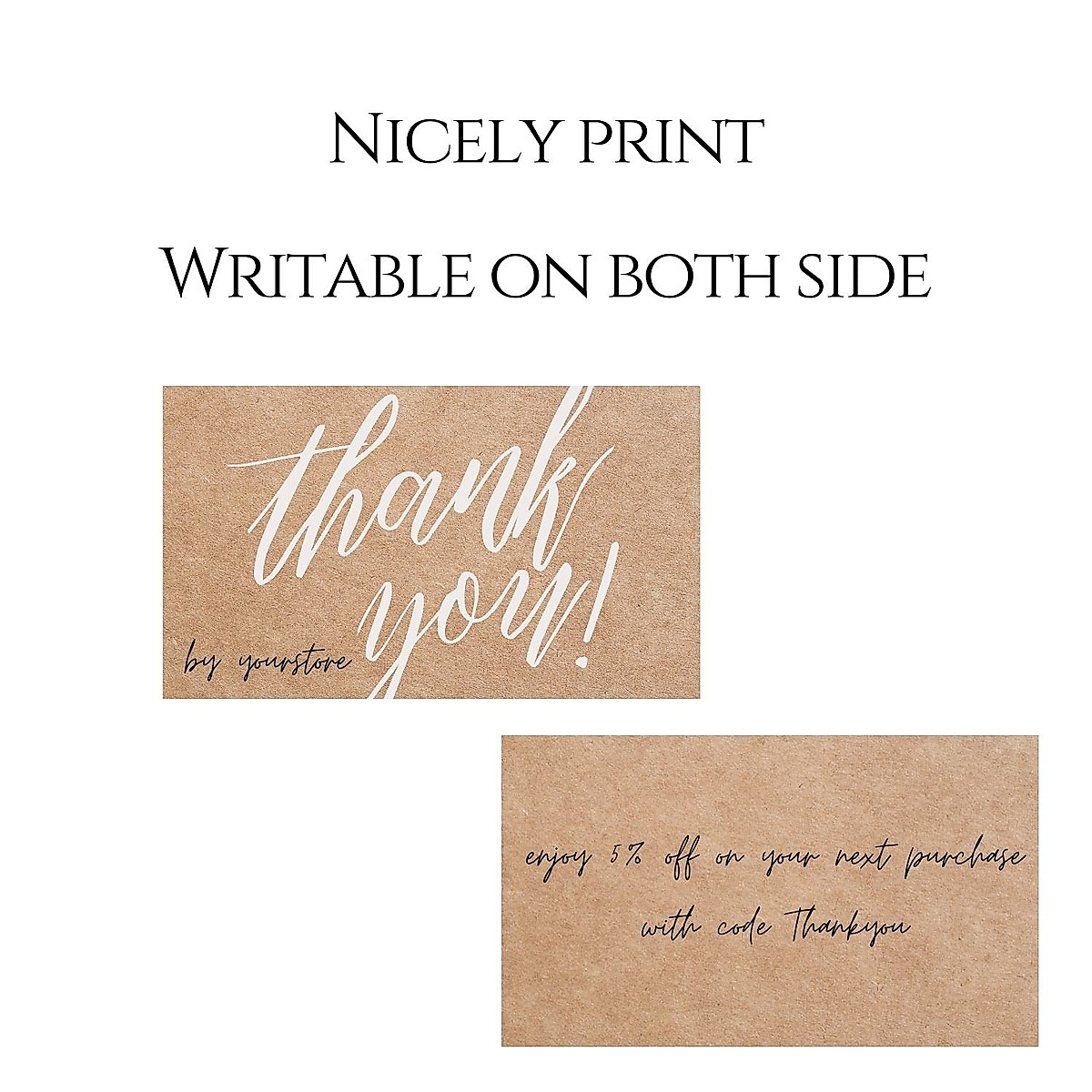 Mobiusea Creation 120pcs Rustic Kraft Thank You Inserts | 2" x 3.5" | Thank You For Supporting My Small Business Cards | Thank You Cards Small Business | Cute Packaging for Small Business