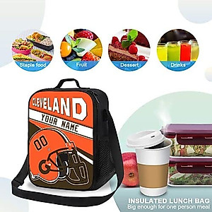 mdbozli Custom Personalized Cleveland Lunch Bag Adjustable Shoulder Straps Portable Insulated Lunch Box for Boy Girl Women Men