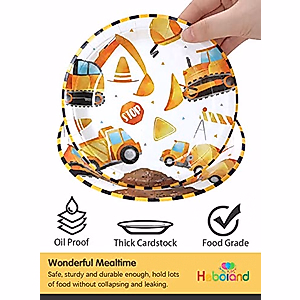 Heboland Construction Birthday Party Supplies Plates and Napkins Set for 25 Guests, Construction Theme Party Decorations for Boys Kids