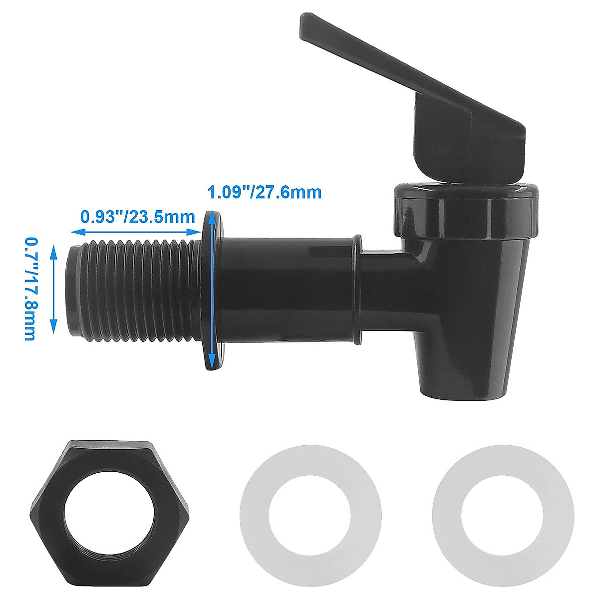 Rierdge 2 Pcs BPA-Free Replacement Cooler Faucet Water Bottle Jug, Water Dispenser Tap Set Reusable Spigot Spout Water Beverage Lever Pour Dispenser Valve Water Crock Tap (Black)