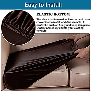 GUYIRT Velvet Sofa Seat Cushion Covers Stretch Individual Cushion Covers Soft Thick Furniture Protector Washable Sofa Cushion Slipcovers Non Slip Sofa Slipcover -Blue-4 Seater