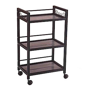 YGCBL Multifunction Portable Hand Trucks,Trolleyserving Trolley Cart Steel Pipe Board Guardrail Groove Universal Wheel Beauty Salon, Load 40 Kg, 2 Colors,Black