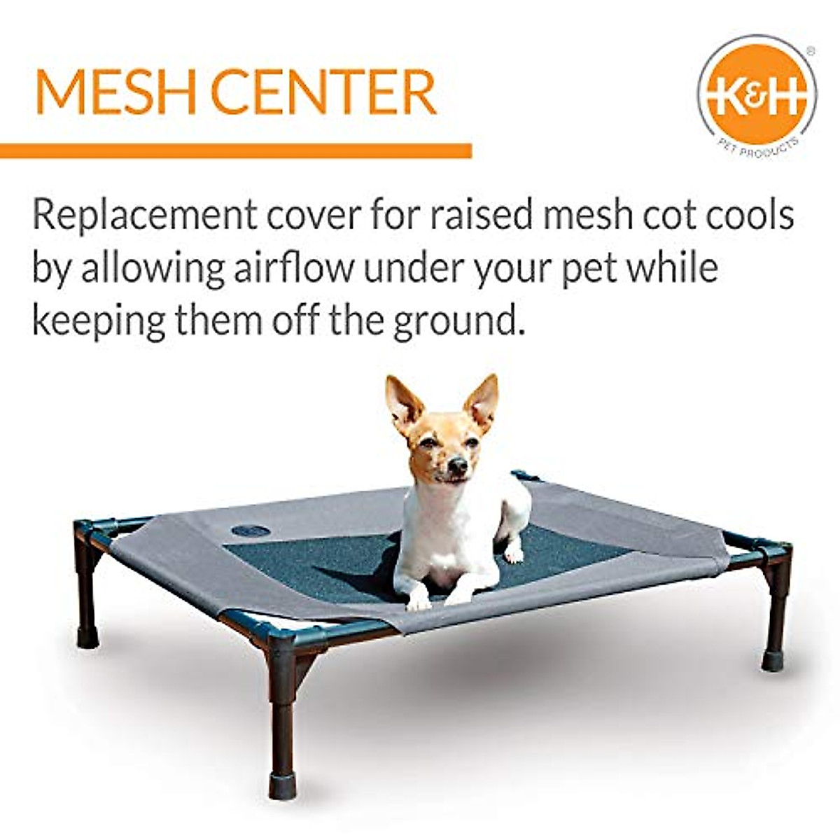 K&H Pet Products Original Pet Cot Replacement Cover (Cot Sold Separately) - Gray/Black Mesh, Large 30 X 42 Inches
