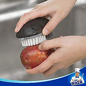 MR.SIGA Fruit and Vegetable Cleaning Brush with Non Slip Comfortable Grip, Pack of 2, Black