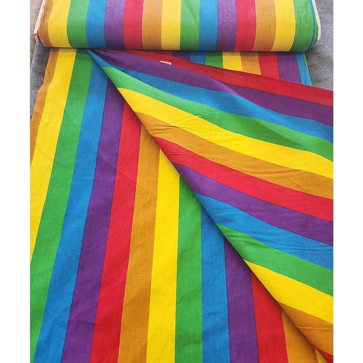 Rainbow Pride Stripe Vertical LGBT Gay Colorful Printed on 100% Cotton 44 Inches Wide Fabric by The Yard - Sewing Quilting Apparel Crafts Decor (1 Yard, Pride Stripe Vertical)