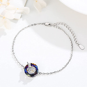 JUSTKIDSTOY Hummingbird Bracelet 925 Sterling Silver Cute Bird Daisy Adjustable Chain Bracelet with Crystal Hummingbird Jewelry Birthday Gifts for Women