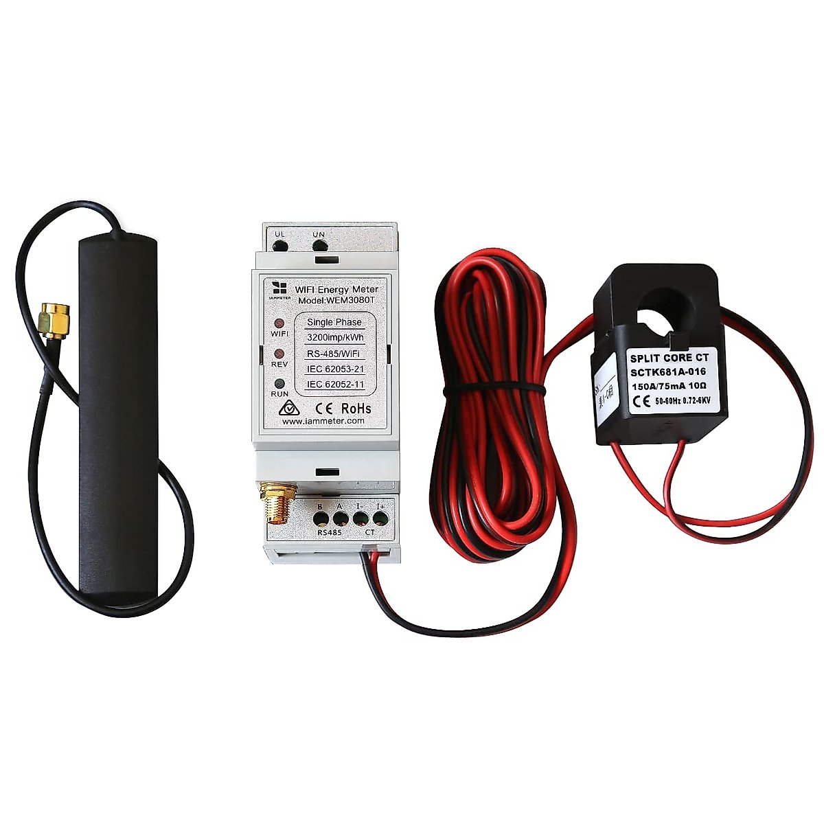IAMMETER Bi-directional, Din Rail,Split Core CT,Solar PV System monitoring,Power Usage Monitor, Modbus TCP/RTU, Home-Assistant,NodeRed,Openhab,Iobroker,Single Phase Energy Meter,WiFi,150A,60Hz,CE,FCC