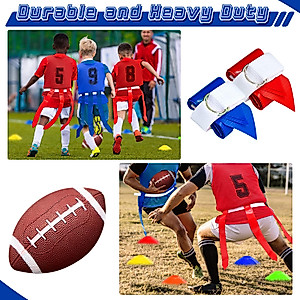 Meooeck 20 Player Flag Football Set Training Equipment Include Flag Football Jersey, Football, Belt, Flag, Cone
