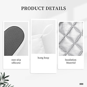 Oven Mitts and Pot Holders Marble White Gold Silicone Kitchen Accessories Set of 4 Heat Resistant Long Gloves Potholder Non-Slip Grip for Chef Cooking,Baking,Grilling,BBQ