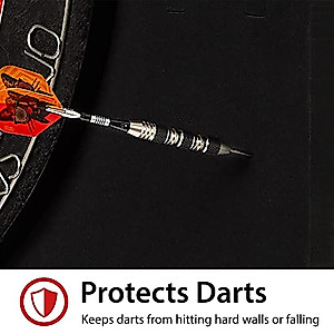 Viper Defender III Backboard & Sisal/Bristle Steel Tip Dartboard Bundle: Elite Set (Razorback Dartboard,Defender III Backboard, Edge Throw Line, 21pc Jar of Darts),black/yellow
