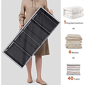 Lifewit Under Bed Clothes Organizer Large Adjustable Dividers Storage Bag with Durable Fabric, Reinforced Handle, 4 Clear Window for Clothing, Shoes, Blankets, Sweaters, Black, 2 Pack