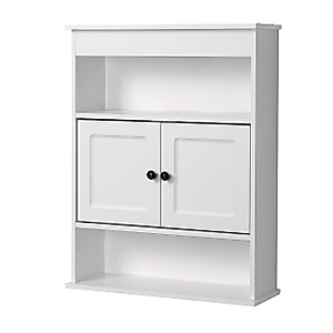Zenna Home Bathroom Wall Cabinet, White with 2 Doors and 3 Adjustable Shelves, Ideal Medicine Cabinet or Over-the-Toilet Wall-Mounted Storage for Bathroom Essentials