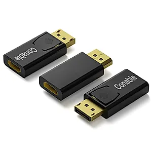 DisplayPort to HDMI Adapter 3 Pack, 4K Uni-Directional Gold Plated DP PC to HDMI Monitor, Male to Female Converter, Compatible with DisplayPort Source Devices