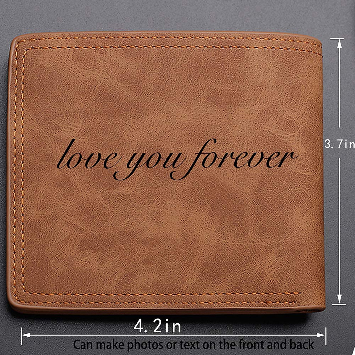 ICE PRINCE Mens Wallet Can Be Customized With Customer Photo And Text Custom Bi-Fold Soft Wallet (light brown)