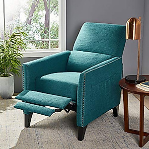 Great Deal Furniture Alexis Contemporary Fabric Push Back Recliner, Teal