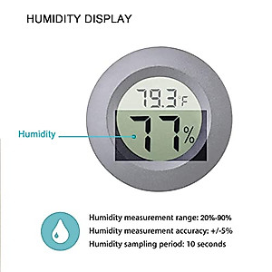Veanic 4-pack Mini Hygrometer Thermometer Fahrenheit or Celsius Meter Digital LCD Monitor Indoor Room Round Humidity Temperature Gauge for Humidors Home Humidifiers Car Greenhouse Babyroom