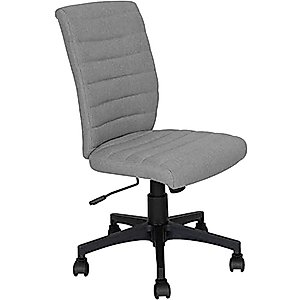 Ergonomic Home Office Desk Chair – Computer Mesh Adjustable Task Swivel Tilt Tension Armless Cushion Mid-Fiber Mesh Lumbar Support (Light Grey)