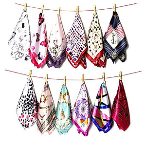 10PCS Silk Feeling Satin HeadScarf Neck Hair Small Square Scarf Color Random