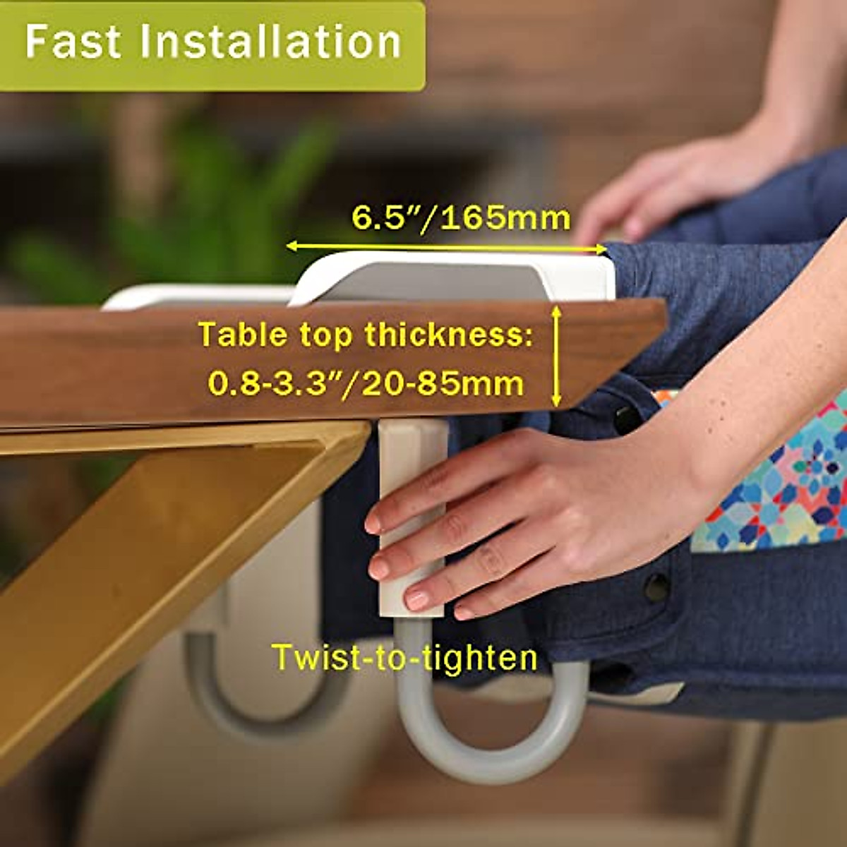 Hook On High Chair, Clip on Table High Chair with Dining Tray for Babies and Toddlers, Folding Flat Feeding Seat with Convenient Carry Bag for Home and Travel(Denim Blue)