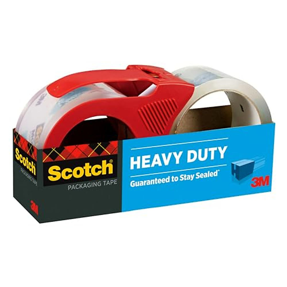Scotch Heavy Duty Shipping Packing Tape, Clear, Shipping and Packaging Supplies, 1.88 in. x 54.6 yd., 2 Tape Rolls with 1 Dispenser