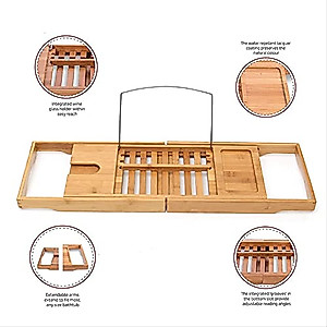 Abilen Bathroom Wooden Bathtub Tray Bath Shelf for Bath Caddy Wine Holder Tub Tray Over Bathtub Rack Support Storage Accessories