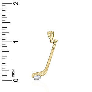 Gold Hockey Pendants Charms - 10 Karat Gold - Hockey Sport Jewelry - Gold Pendant (Style 3)
