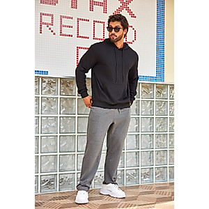 COOFANDY Men's Jersey Sweatpants Open Bottom Casual Cotton Pants Lightweight Loose Fit Trouser with Pockets Dark Grey