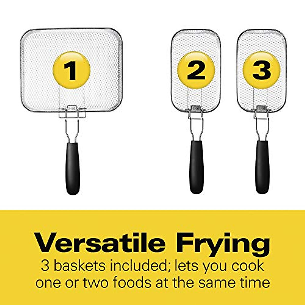 Hamilton Beach Triple Basket Electric Deep Fryer, 19 Cups / 4.5 Liters Oil Capacity, Lid with View Window, Professional Style, 1800 Watts, Stainless Steel (35034)