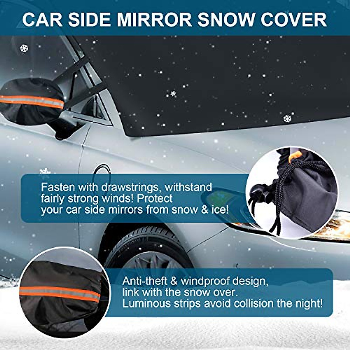 LADER Windshield Cover for Ice and Snow, Car Windshield Snow Cover, Windshield Frost Cover Ice Removal Wiper Protector, Windshield Snow Ice Cover with Magnetic Edges for Most Cars Trucks Vans and SUVs